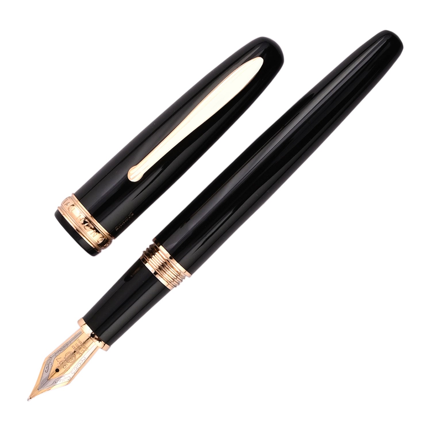 Shop Hongdian 1841 Black GT Fountain Pen | Resin Pens Online | Makoba