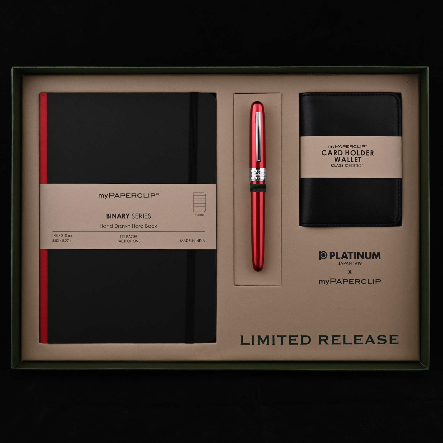 Platinum Gift Set Plaisir Red Fountain Pen+Notebook+Card Holder Wallet ...