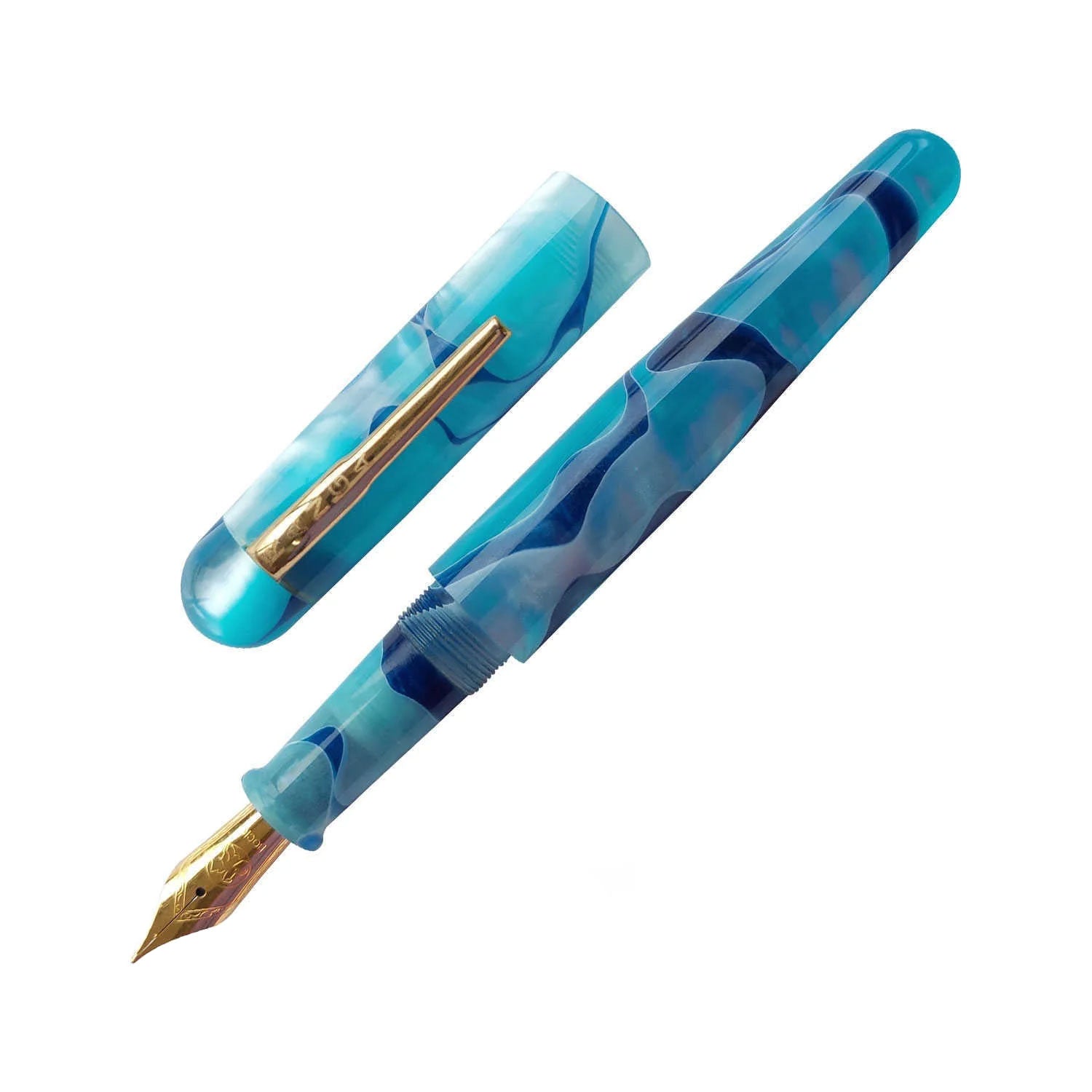 Ranga Pens Model 4C Regular Acrylic Fountain Pen, Aqua Blue - Steel Ni ...