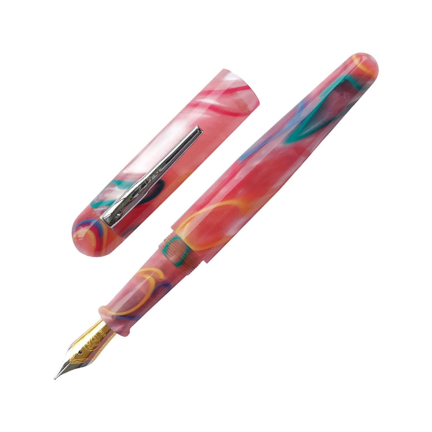 Ranga Pens Model 4C Regular Acrylic Fountain Pen, Pink With Colored Ri ...