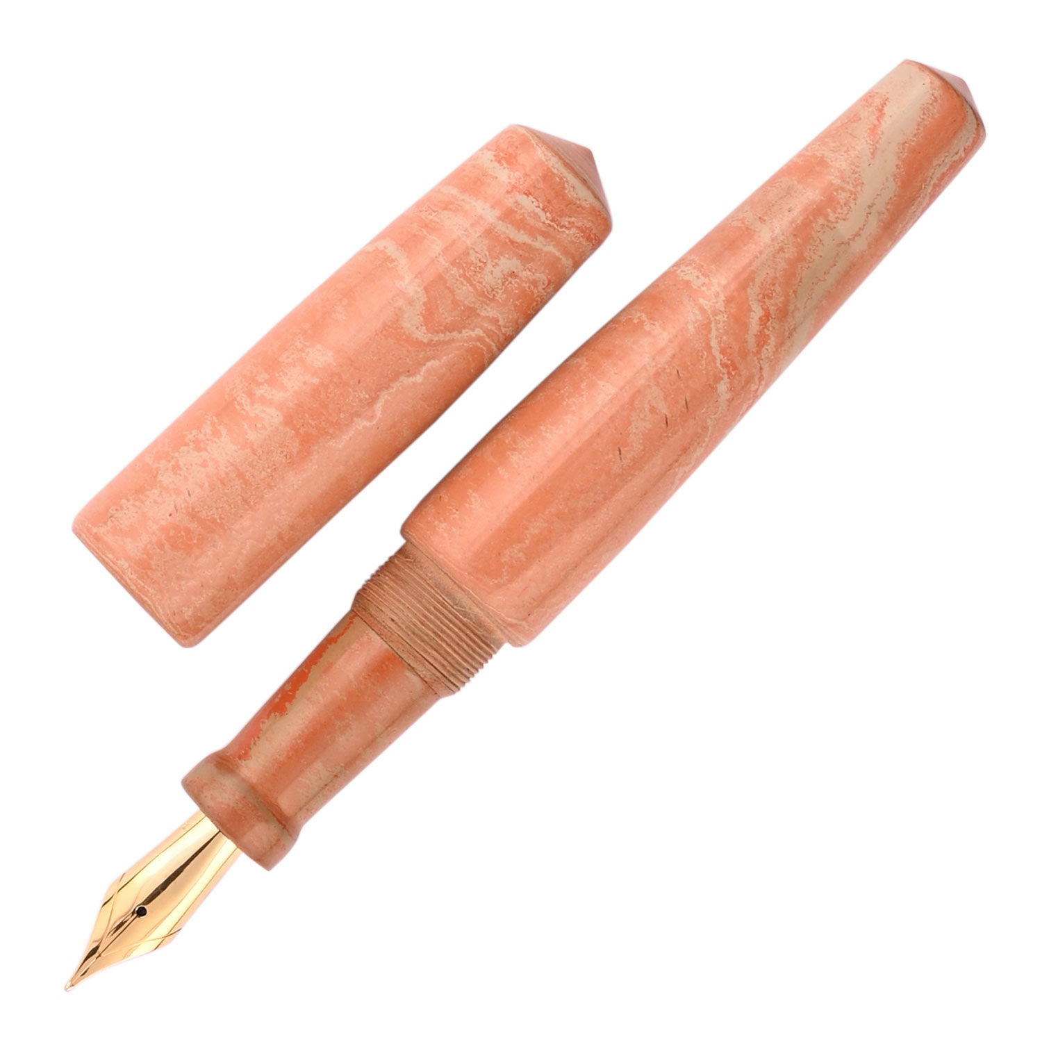 Ranga Abhimanyu Grande Premium Ebonite Fountain Pen - Orange/Cream – Makoba