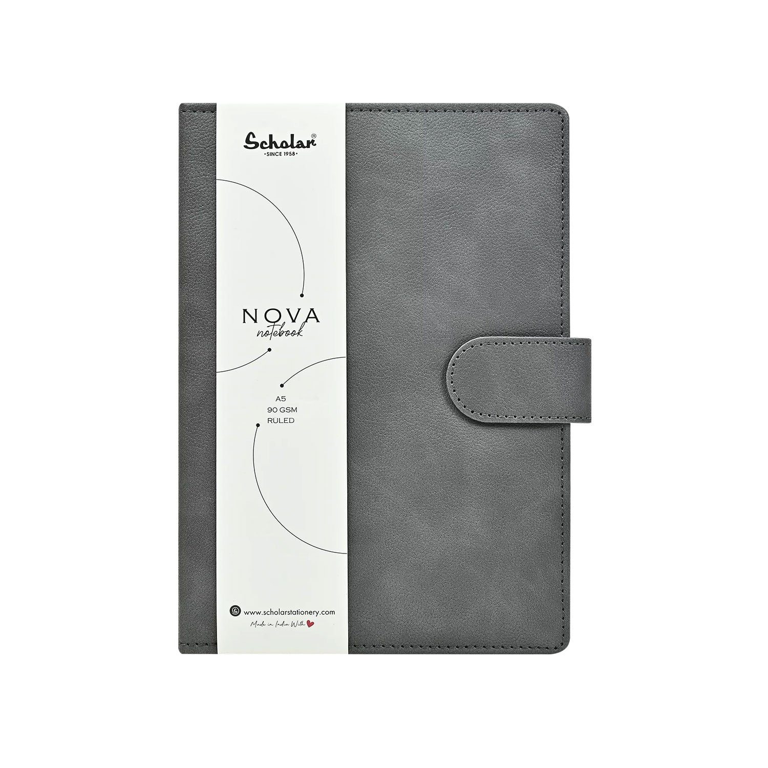 Scholar Nova Grey Notebook - A5, Ruled – Makoba