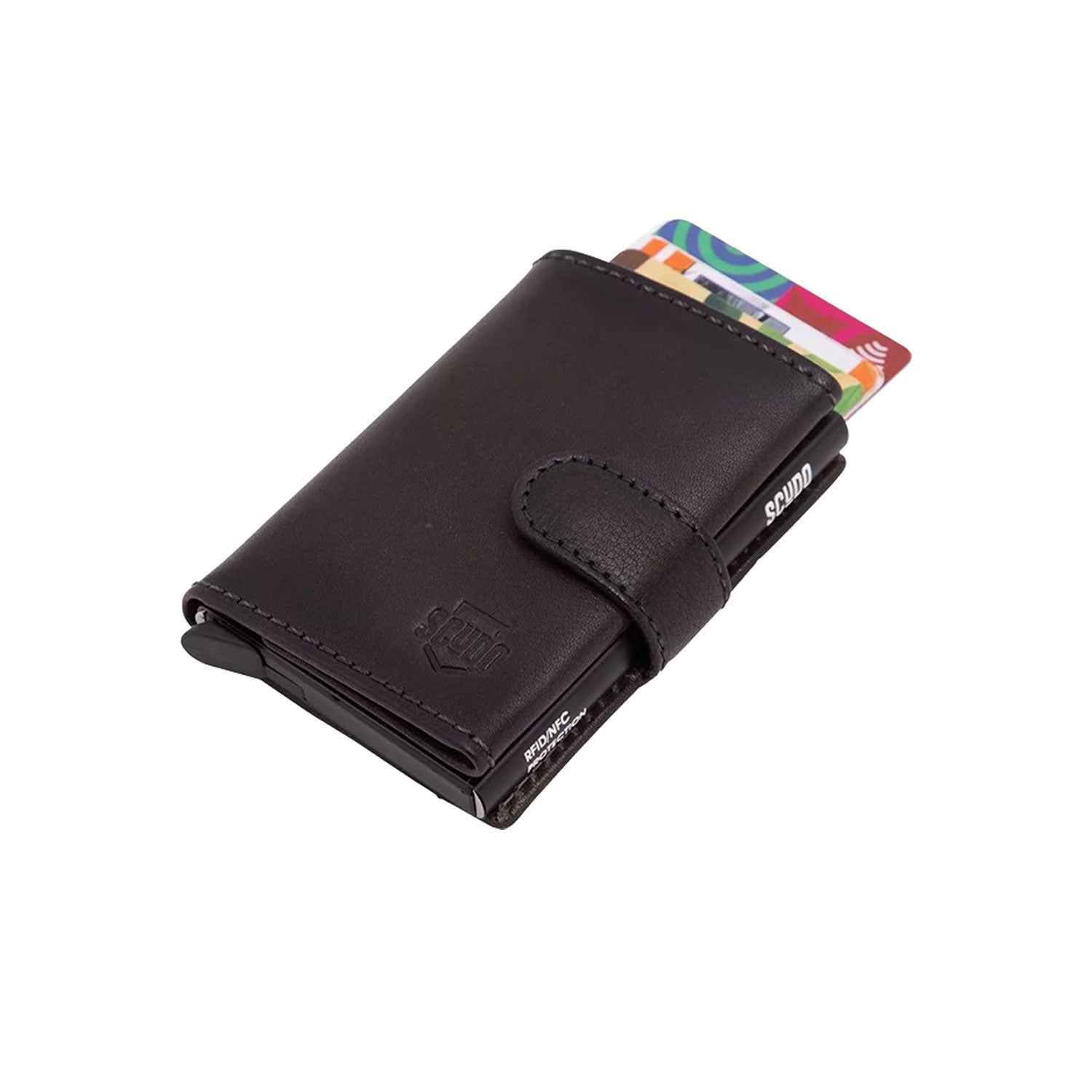 Scudo Burnished Slim Wallet - Black – Makoba
