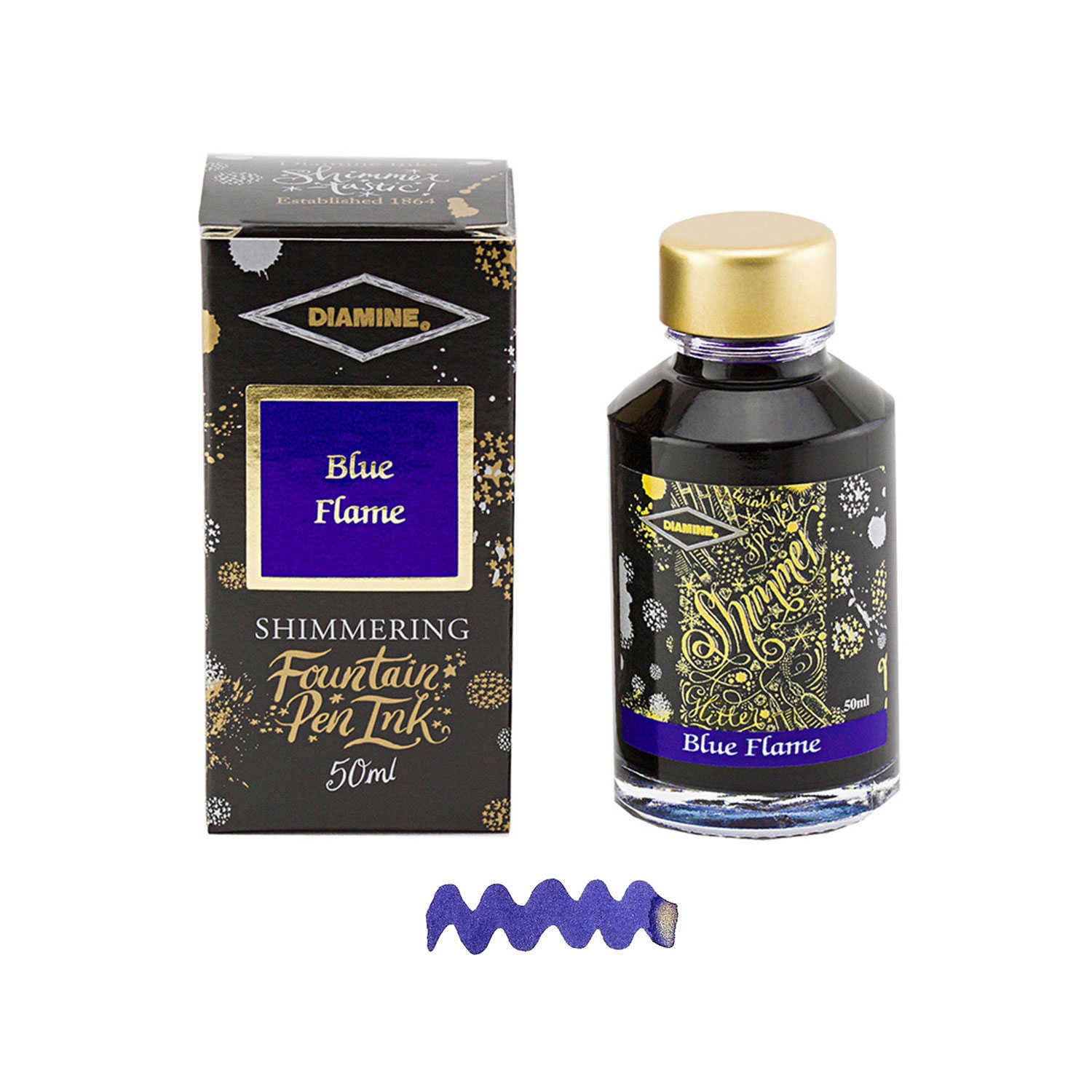 Diamine Shimmer Blue Flame Ink - 50ml | Shop Online at Makoba| Diamine